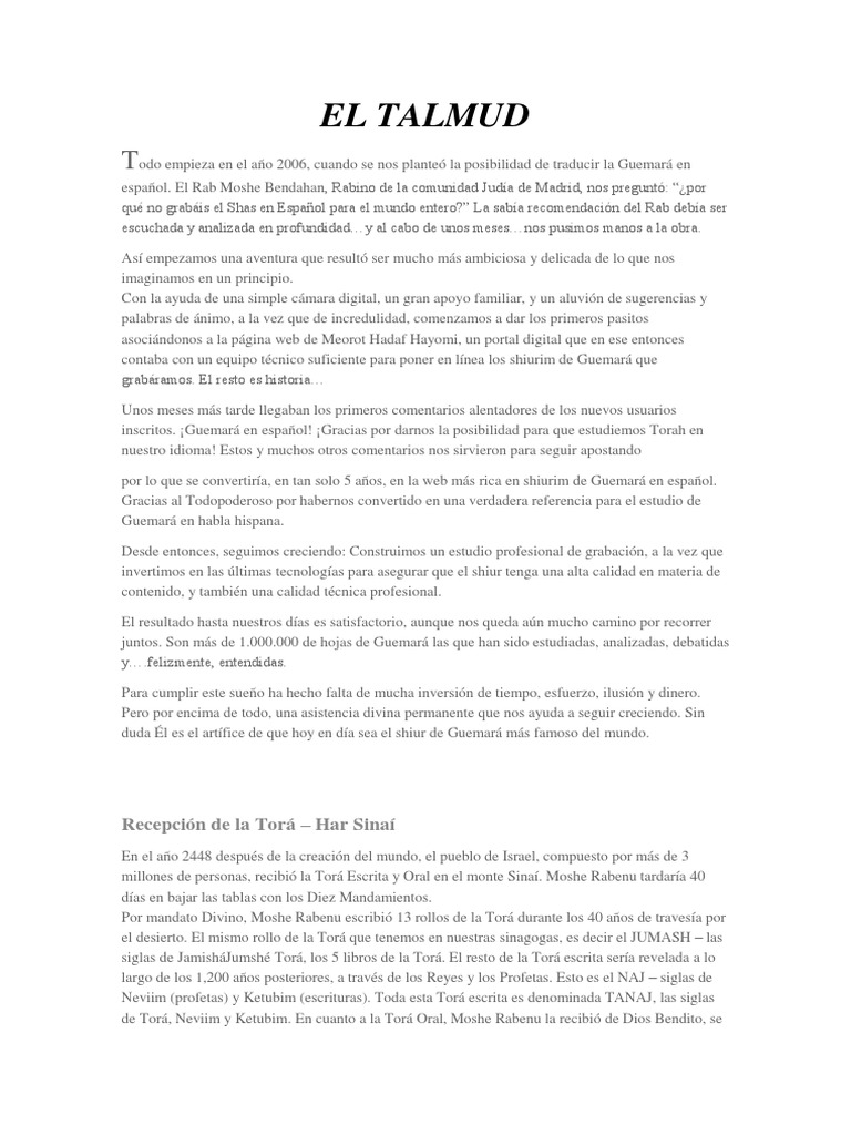 El Talmud | PDF | Tora | Talmud