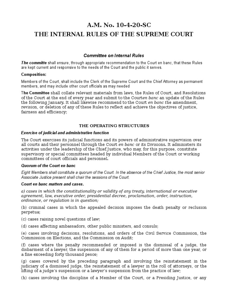 SC Internal Rules | PDF | Question Of Law | Judge