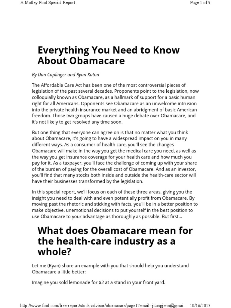 Understanding Obamacare's Impact | PDF | Patient Protection And ...