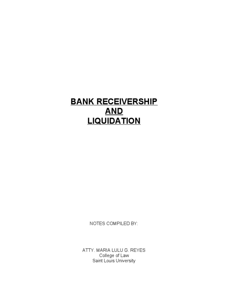 Bank Receivership and Liquidation | PDF | Business