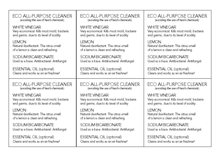 Eco-Friendly All-Purpose Cleaner Recipe | PDF