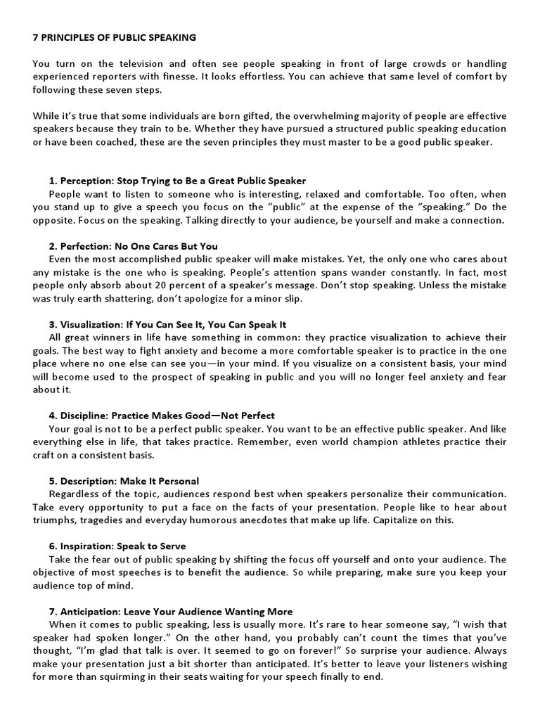 7 Principles of Public Speaking | Download Free PDF | Public Speaking ...