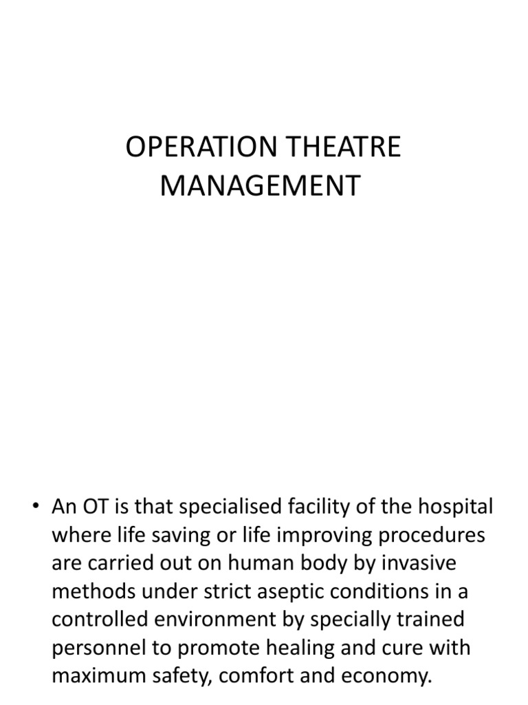 Operation Theatre Management | PDF | Operating Theater | Medical ...