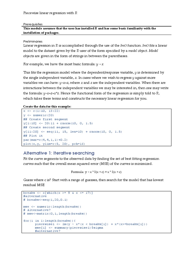 Piecewise Linear Regression Examples (Lesson 1) Truncated | PDF ...