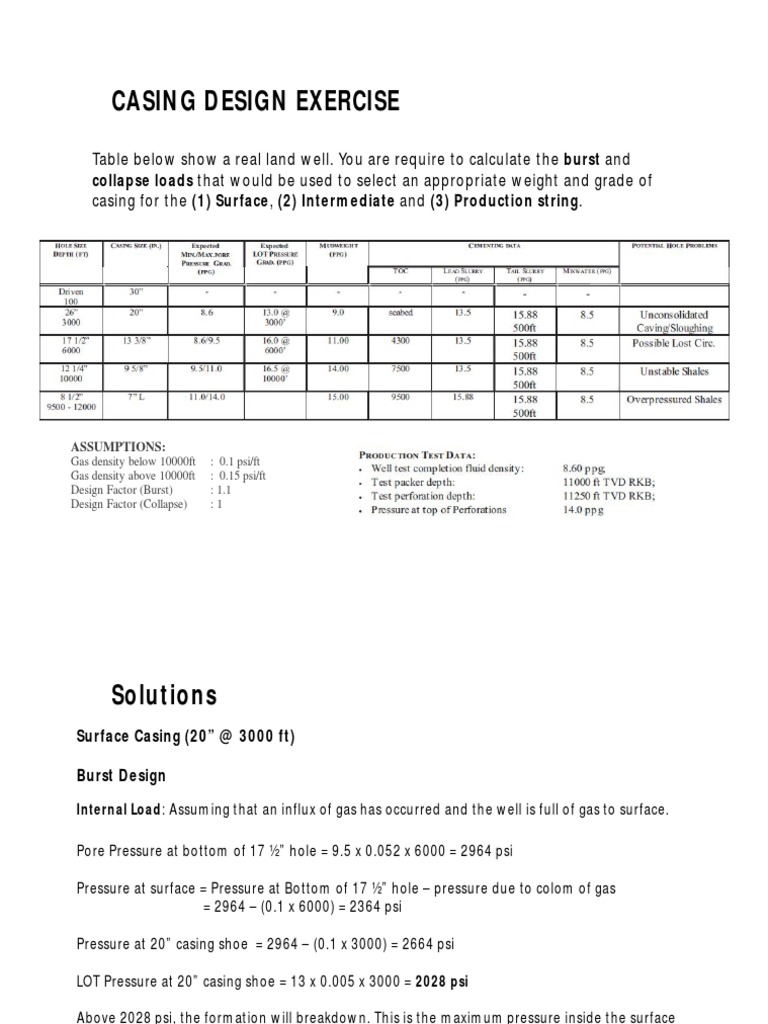 Casing Exercise | PDF | Casing (Borehole) | Infrastructure