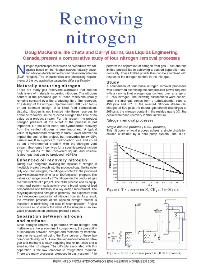 Nitrogen Removal Techniques in Gas Processing | PDF