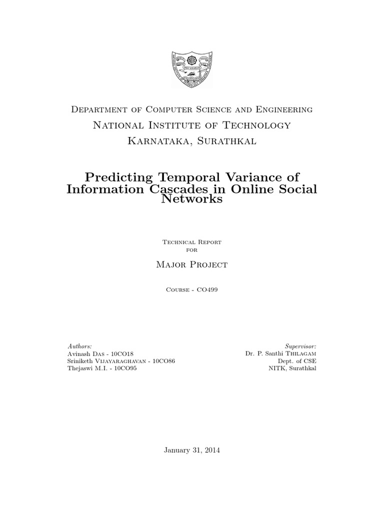 Predicting Temporal Variance of Information Cascades in Online Social Networks | PDF | Social ...