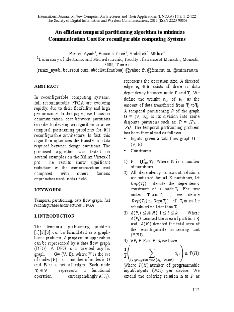 An Efficient Temporal Partitioning Algorithm To Minimize Communication Cost For Reconfigurable