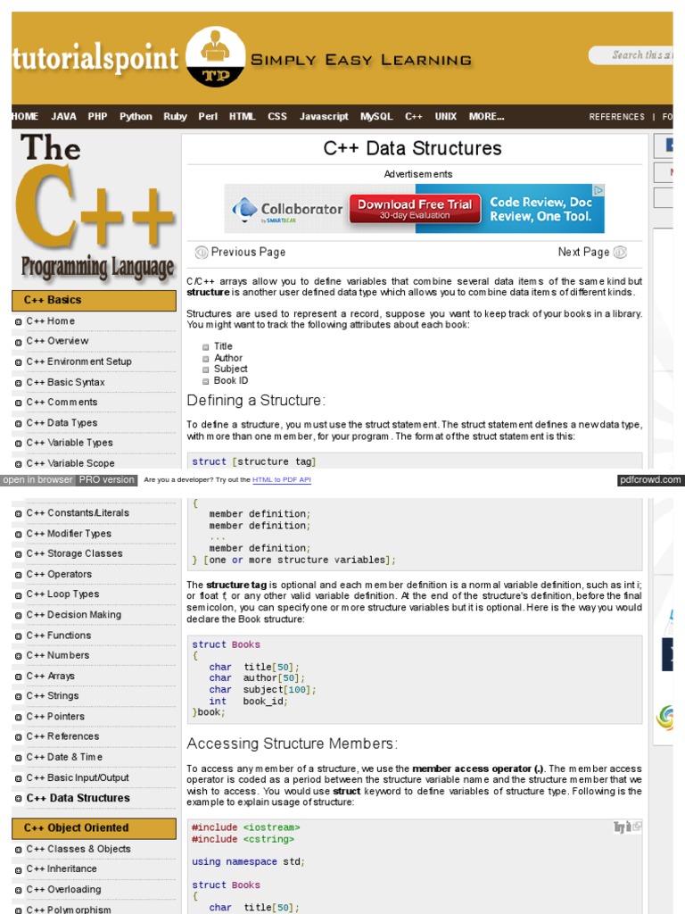 Tutorialspoint Com Cplusplus Cpp Data Structures Htm Pdf C Programming Paradigms 6672