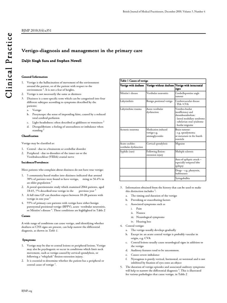 Vertigo | PDF | Vertigo | Neurology