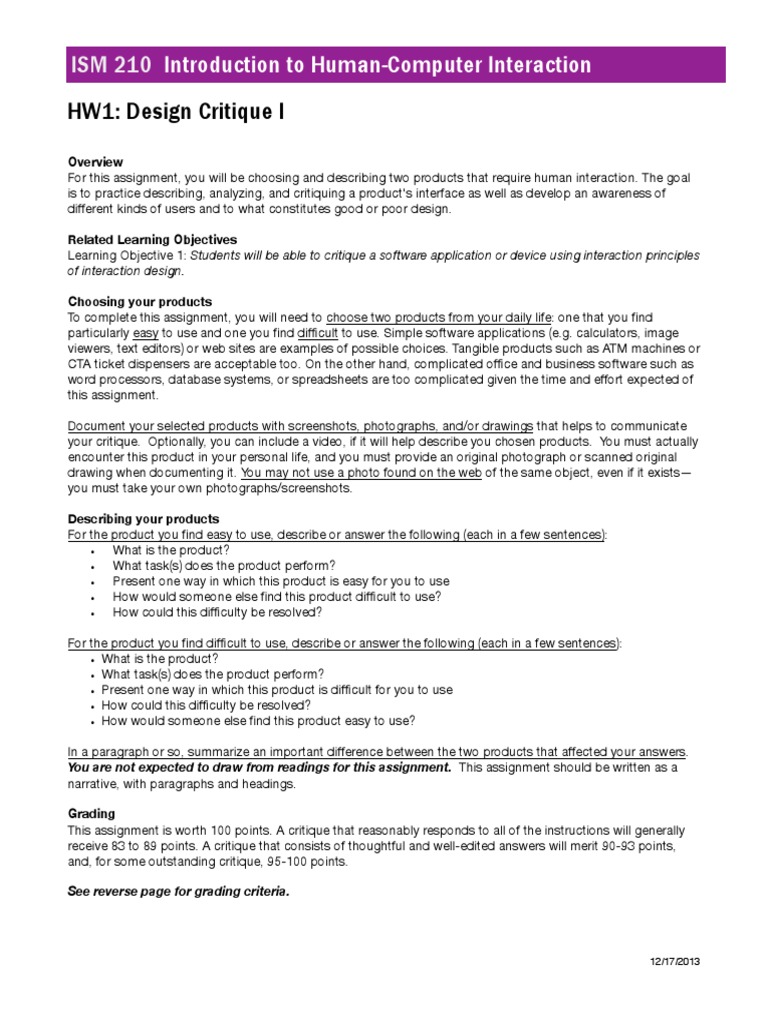 HW1 Design Critique I | PDF | Human–Computer Interaction | Application Software