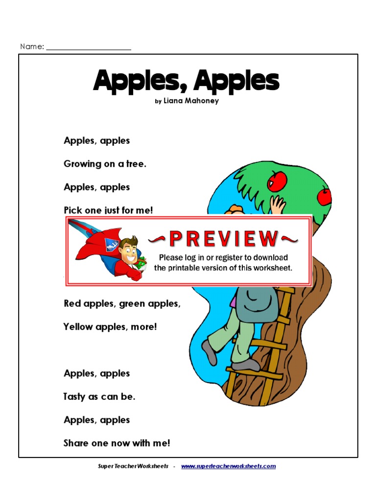 Rhyming Poem: Apples by Liana Mahoney | PDF