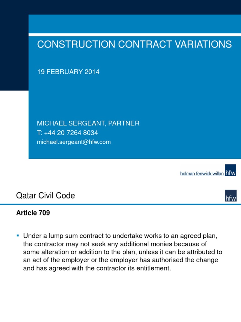 Construction Contract Variations | PDF | Private Law | Common Law