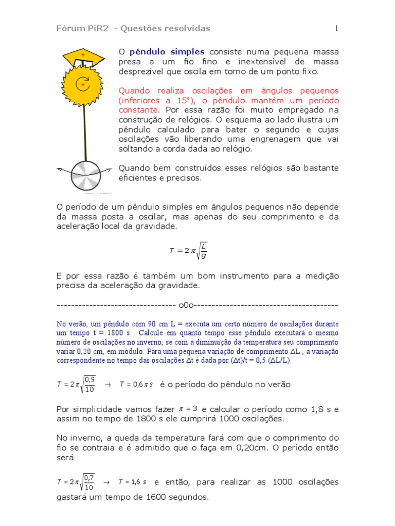O Pêndulo Simples | PDF | Pêndulo | Tempo