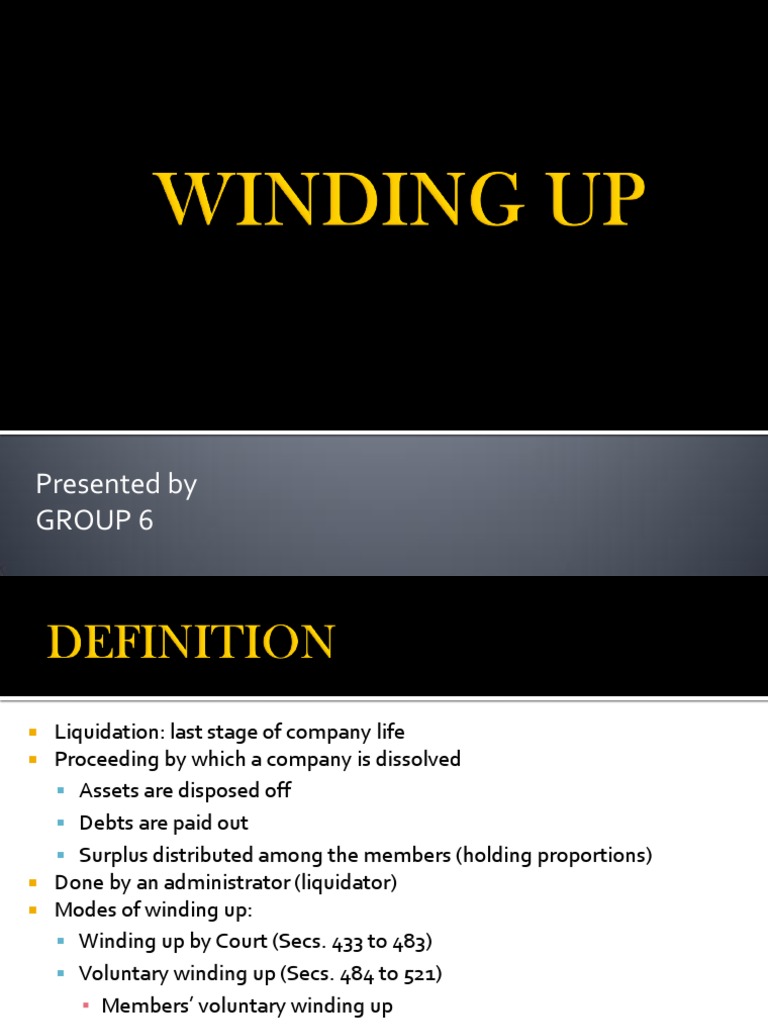 Company Wind Up | PDF | Liquidation | Corporate Law