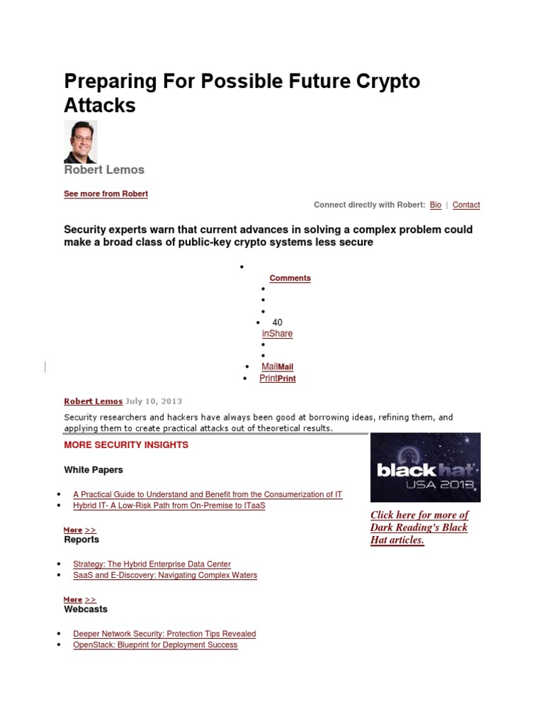 Preparing for Potential Cryptographic Vulnerabilities: Advancing ...