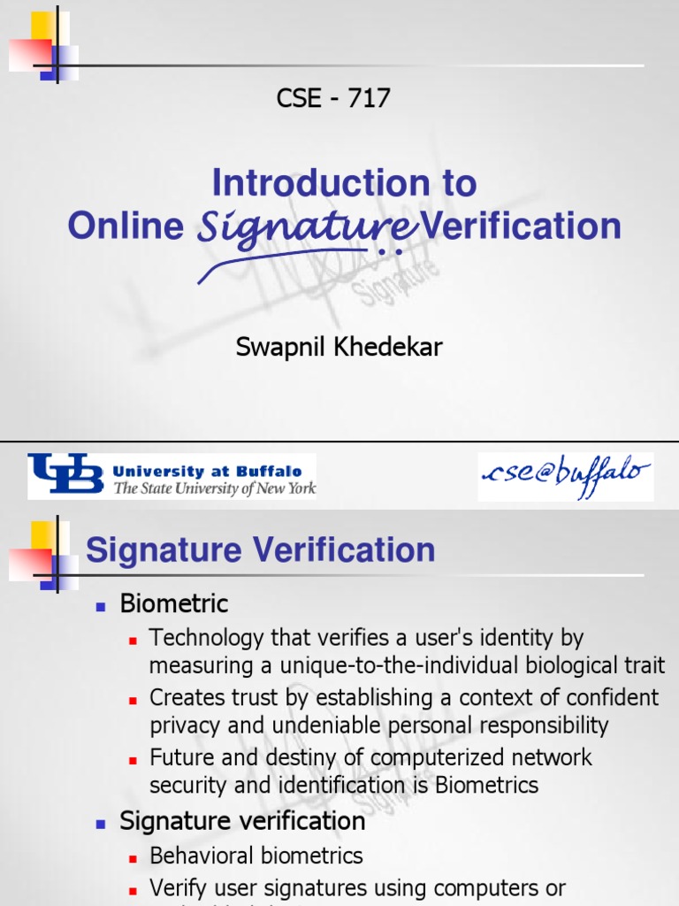 Introduction To Online: Signature Verification | PDF | Biometrics ...