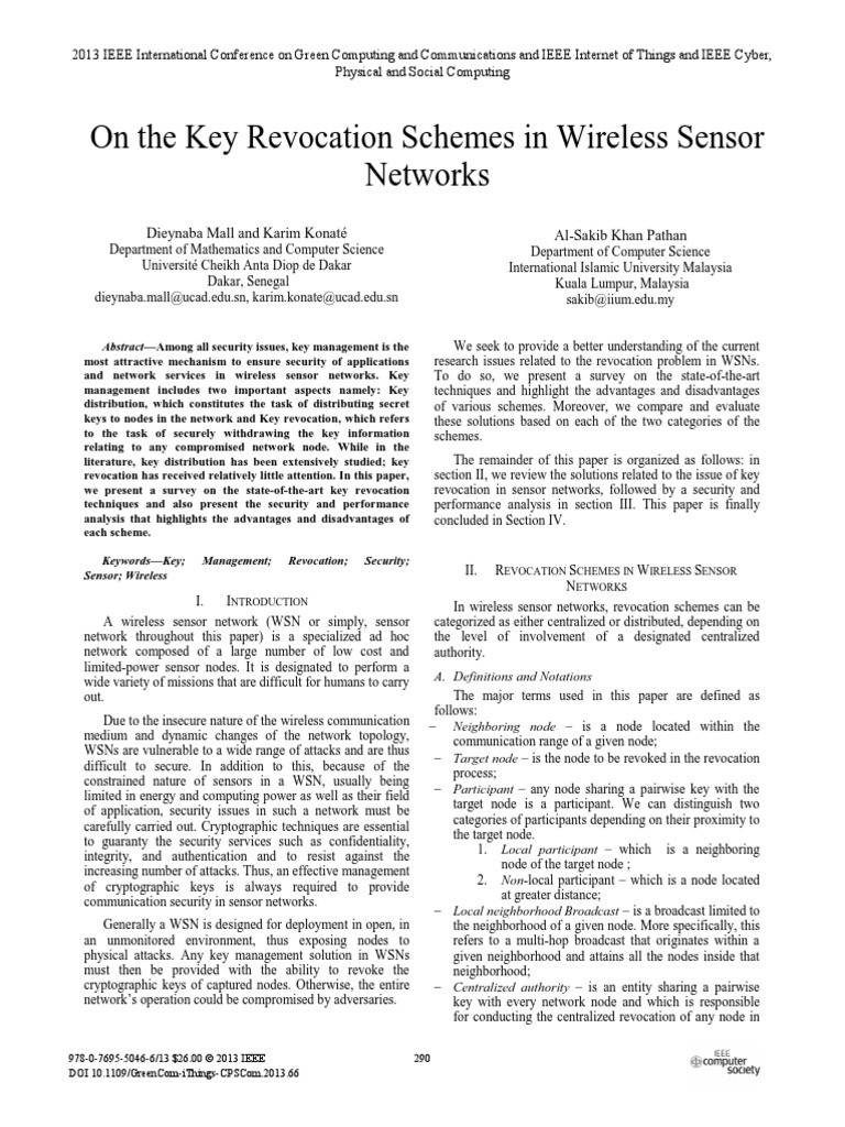 Dieyana Sakib GreenCom13 | PDF | Key (Cryptography) | Wireless Sensor Network