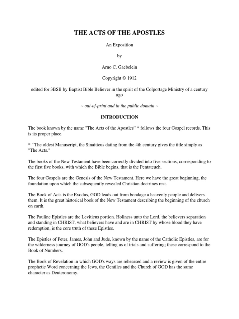 The Acts of The Apostles: Out-Of-Print and in The Public Domain | PDF ...