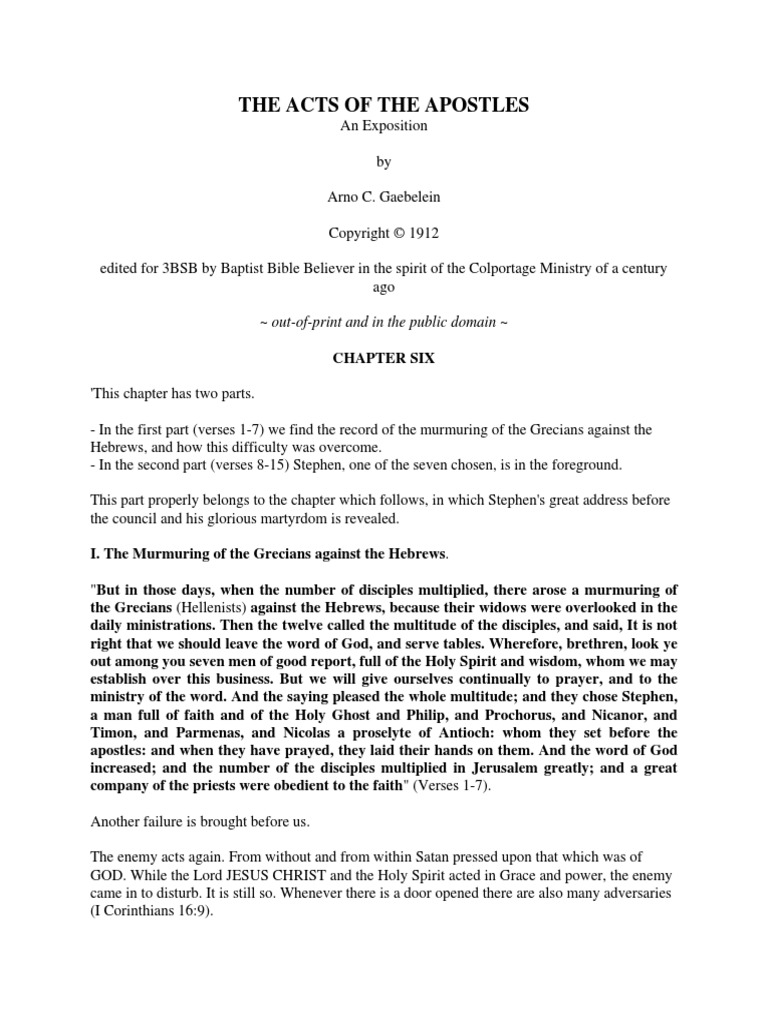 The Acts of The Apostles: Out-Of-Print and in The Public Domain | PDF ...
