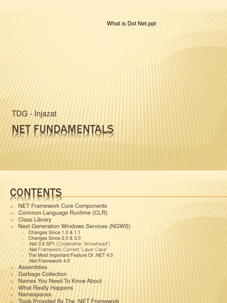 Net Fundamentals: TDG - Injazat | PDF | Class (Computer Programming) | Integer (Computer Science)
