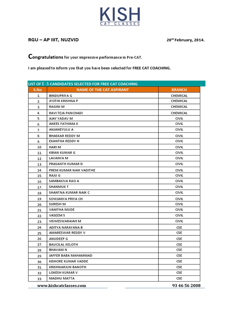 AP IIIT RK Valley - Pre-CAT Results | PDF | Cinema Of India | Leisure