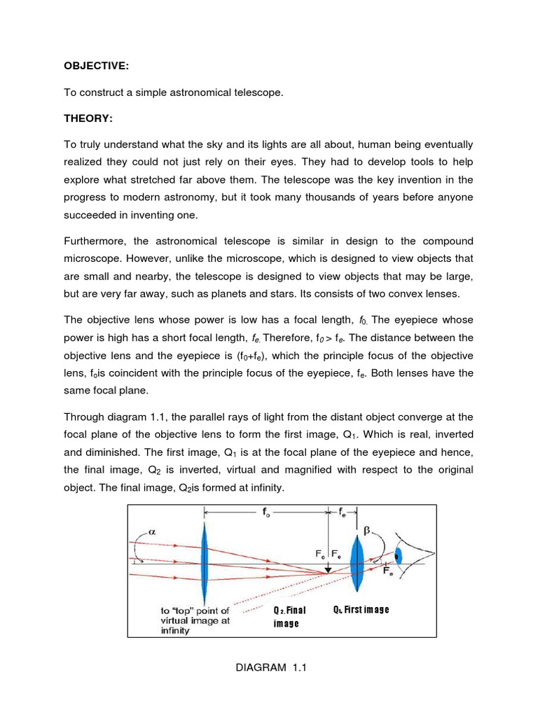 Simple Telescope Lab Report | PDF | Lens (Optics) | Natural Philosophy