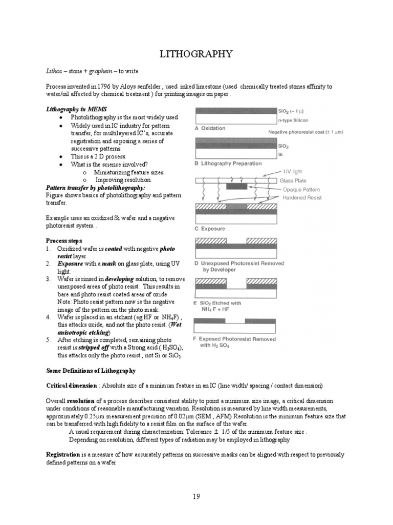 Lithography in MEMS and IC Industry | PDF