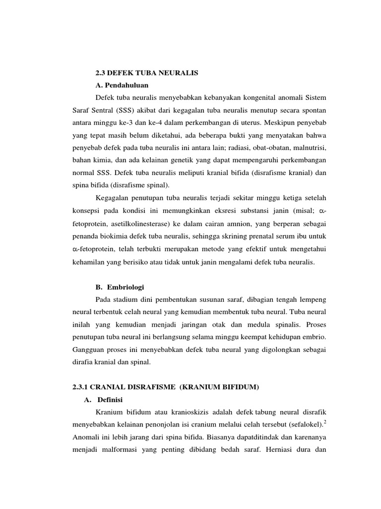 Defek Tuba Neuralis dan Klasifikasinya | PDF | Sains & Matematika