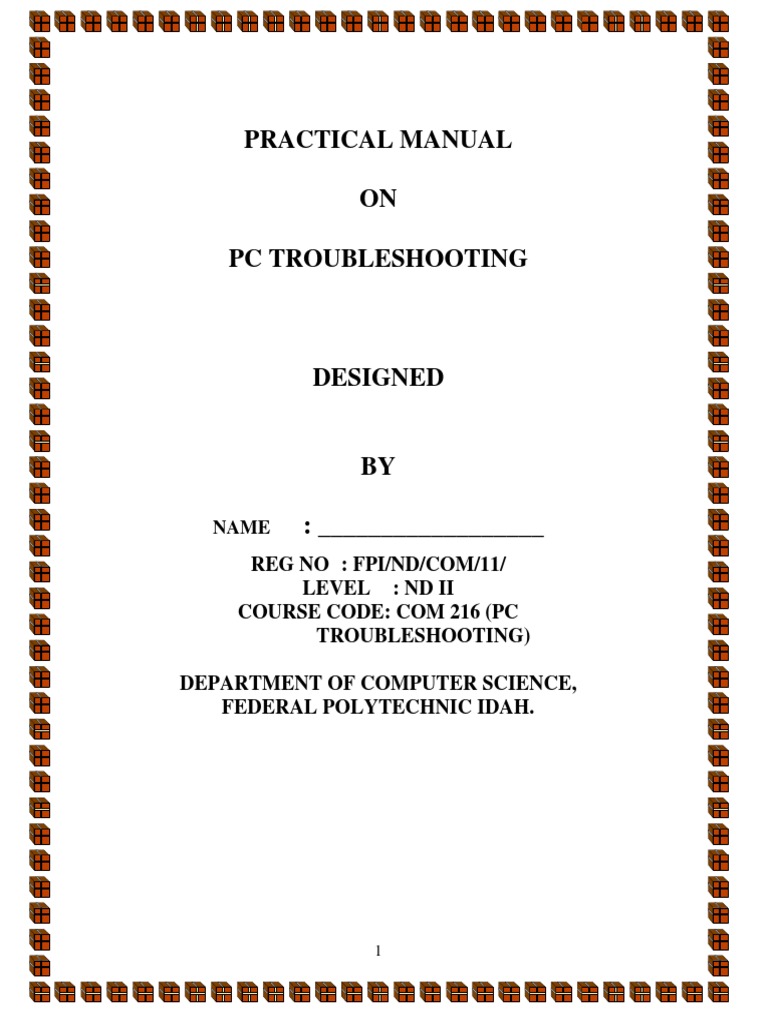 Practical Manual ON PC Troubleshooting | PDF | Personal Computers ...