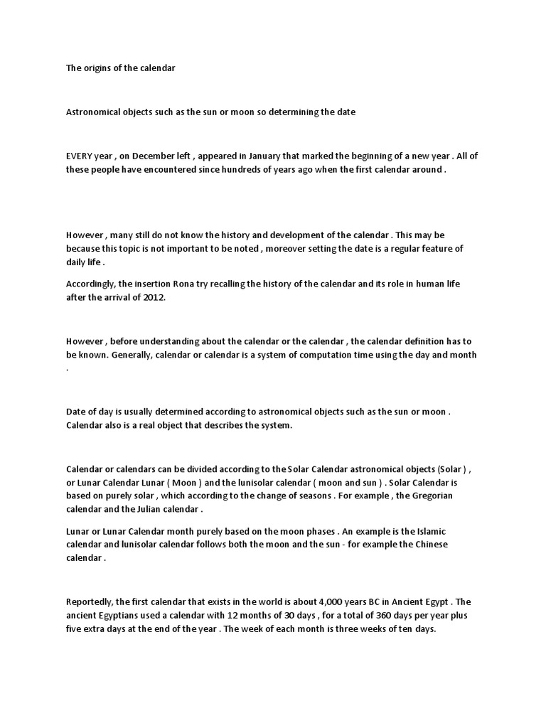 The Origins of The Calendar | PDF | Calendar | Science