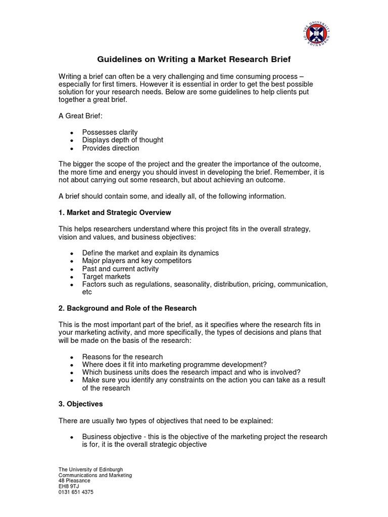 Writing A Market Research Brief | PDF