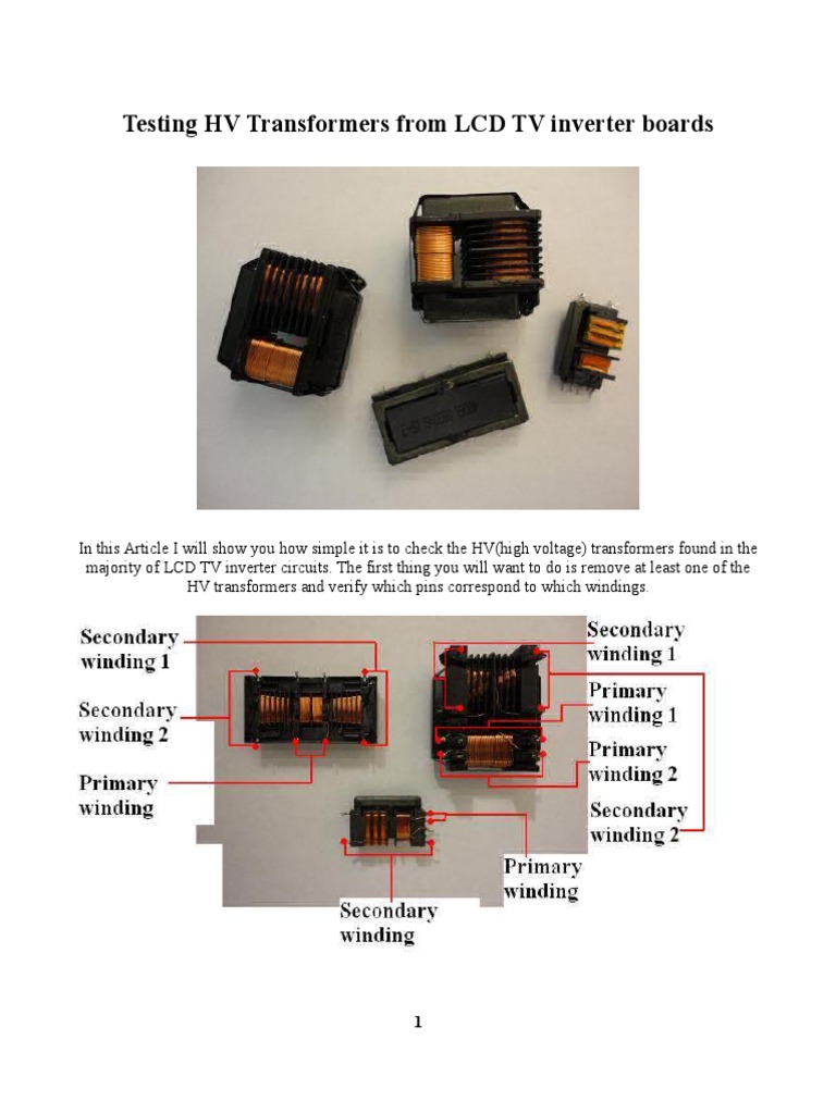 Testing HV Transformers in LCD Tvs | PDF | Transformer | Power Inverter