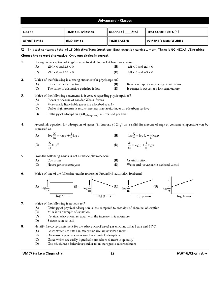 This Test Contains A Total of 15 Objective Type Questions. Each ...