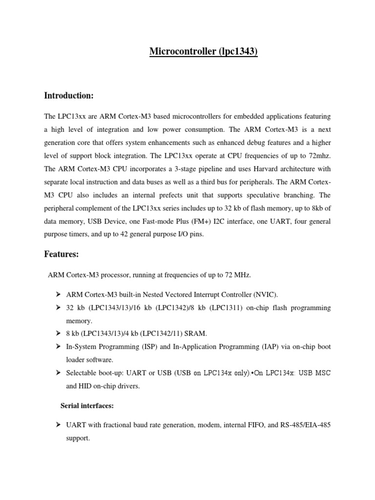 Lpc1343 Introduction | PDF | Arm Architecture | Microcontroller