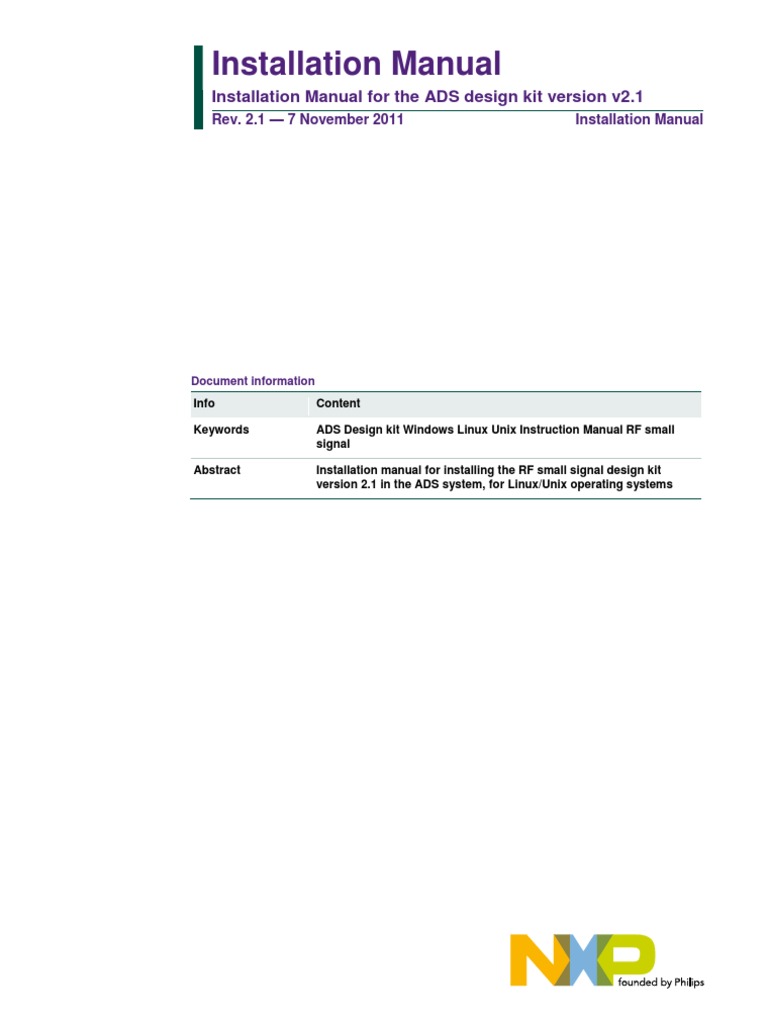 Installation Manual: Installation Manual For The ADS Design Kit Version ...