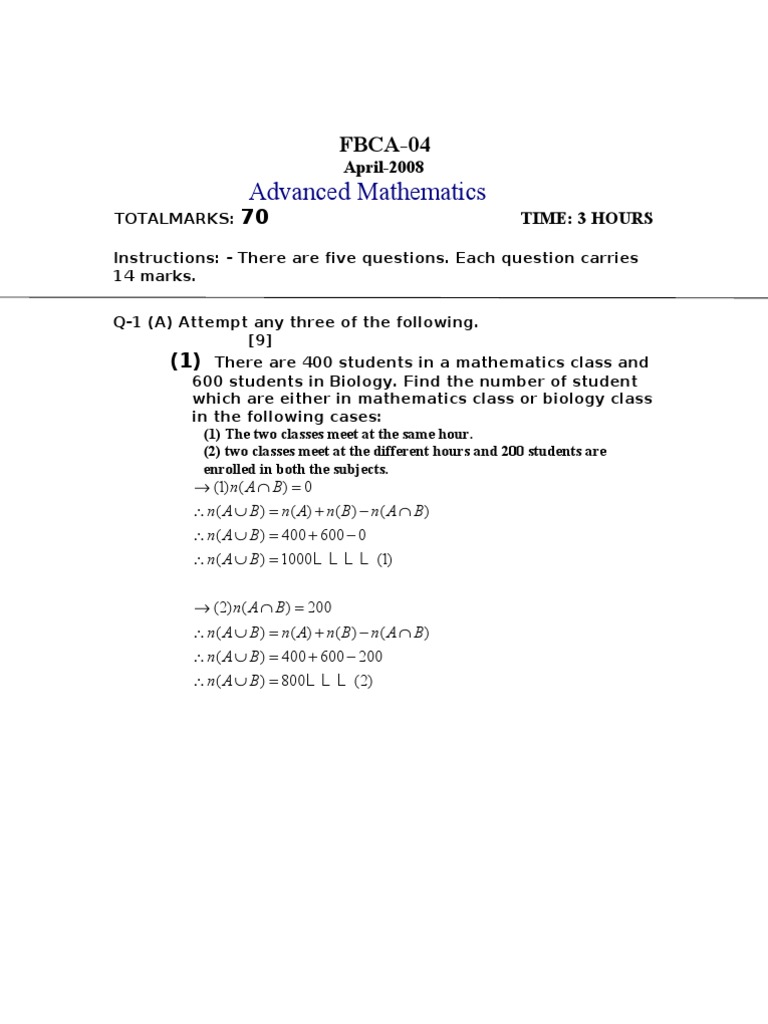 Maths2008 Solved | PDF | Matrix (Mathematics) | Functions And Mappings
