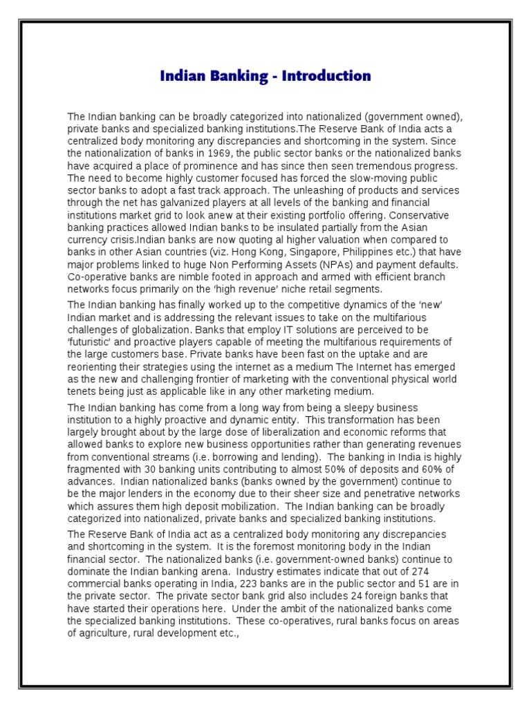 Overview of Indian Banking System | PDF | Banks | Loans