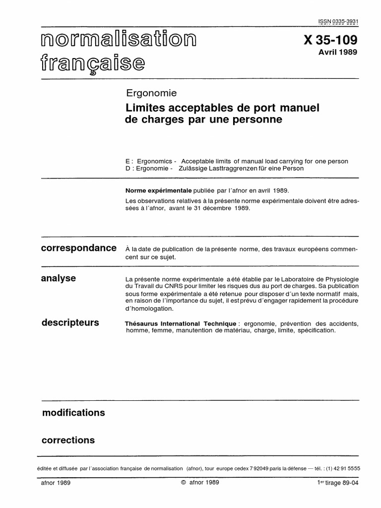 Norme Afnor X 35-109 FR PDF | PDF