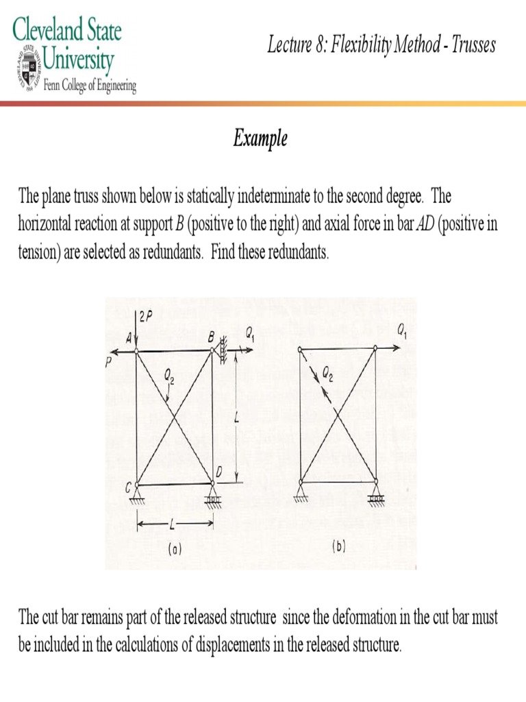 Flexibility Method for Trusses Explained | PDF | Truss | Stiffness