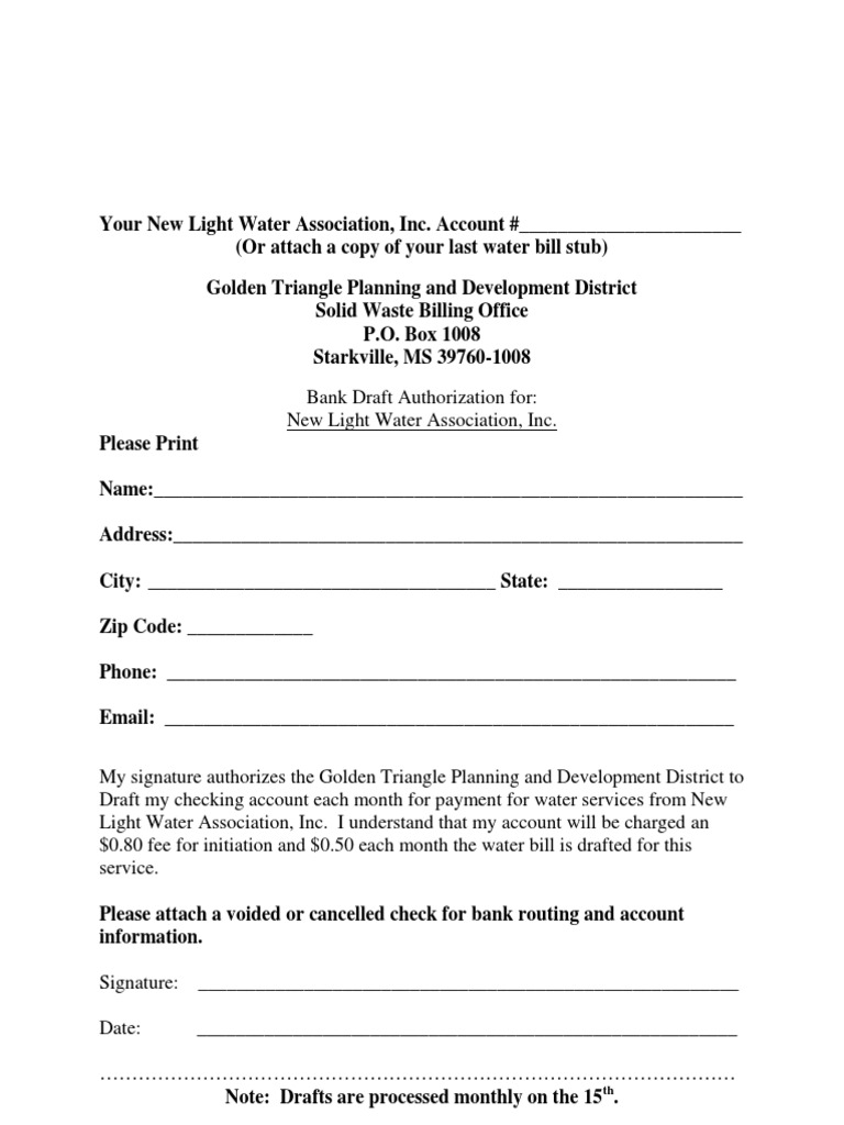 Bank Draft Form Nlwa 8 30 2013 | PDF