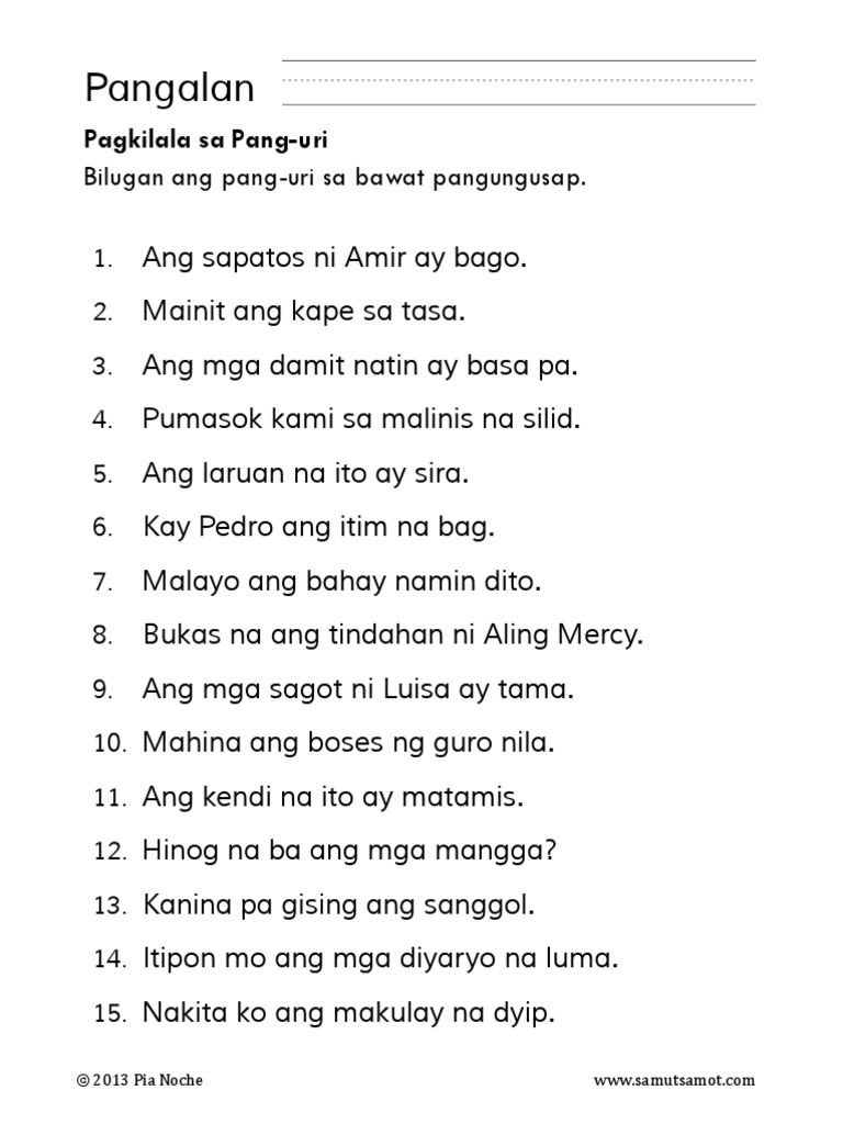 Pagkilala Sa Pang Uri 3 Pagkilala Sa Pang Uri 3