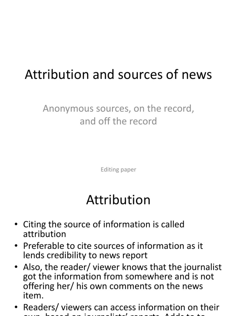 Attribution and Sources of News | PDF
