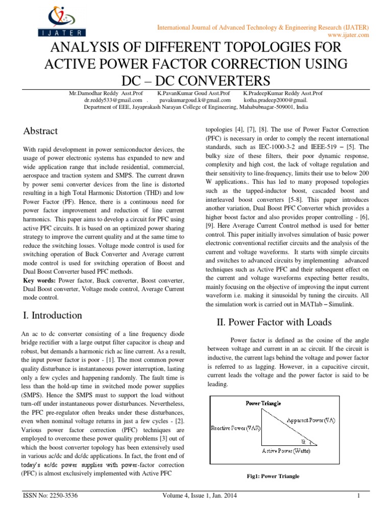 Analysis of Different Topologies For Active Power Factor Correction | PDF | Rectifier | Power ...