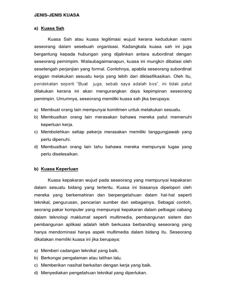 Jenis-Jenis Kuasa | PDF