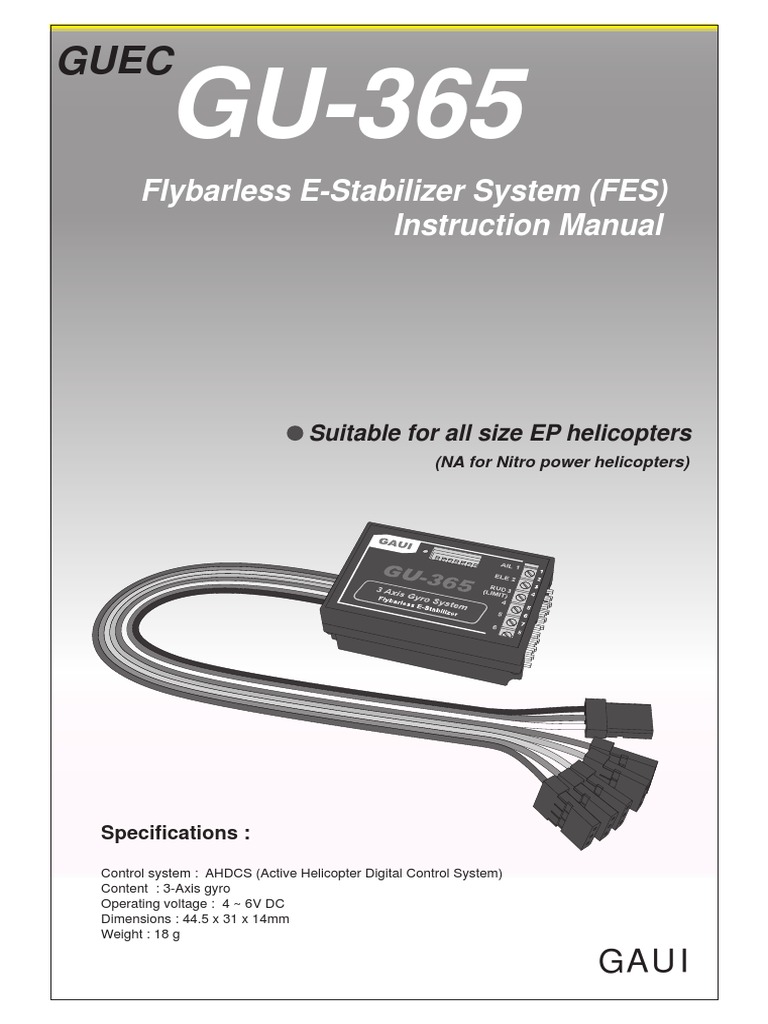 Flybarless E-Stabilizer System Instruction Manual | PDF | Helicopter ...