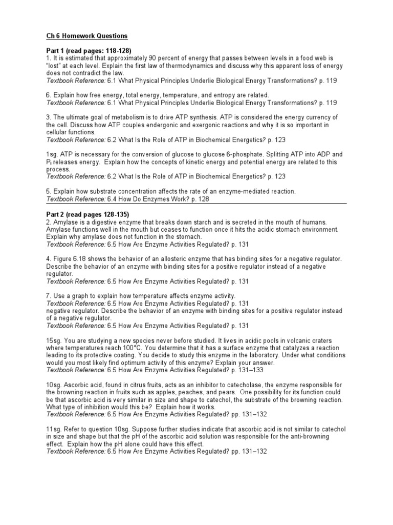 Ch6 Application Questions | PDF | Enzyme | Adenosine Triphosphate