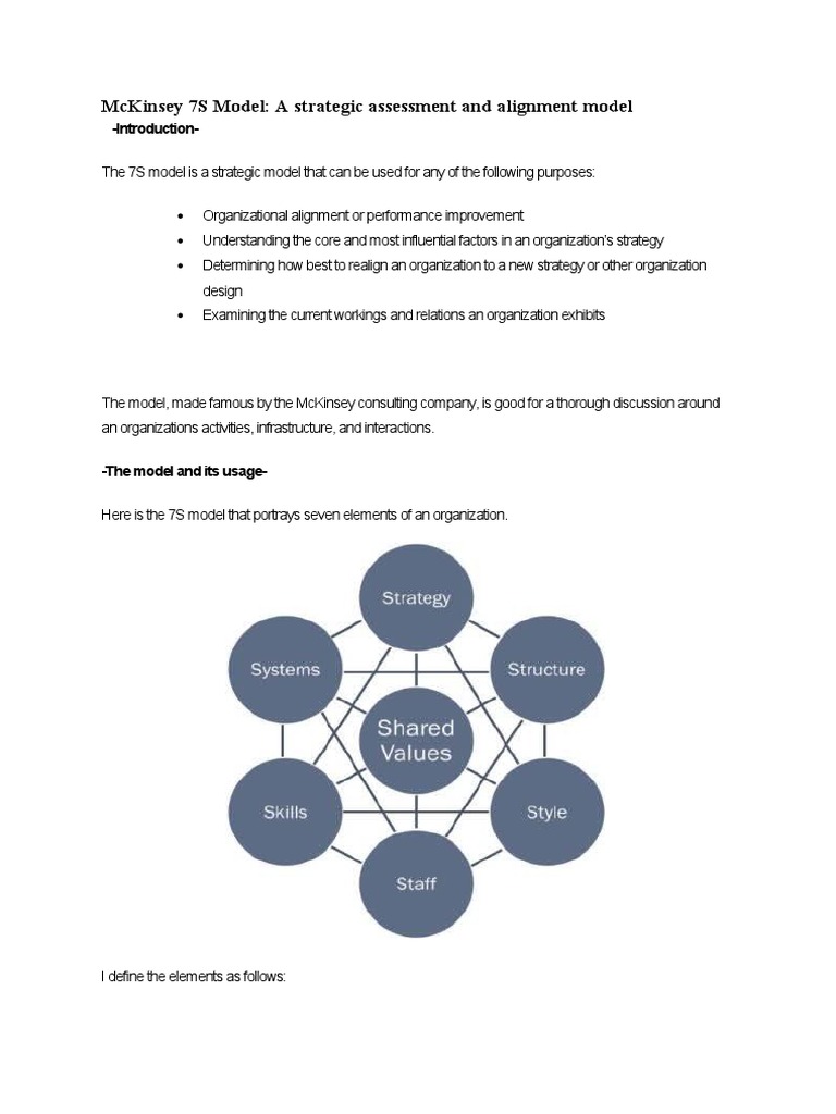 Mckinsey 7S Model: A Strategic Assessment and Alignment Model | PDF ...