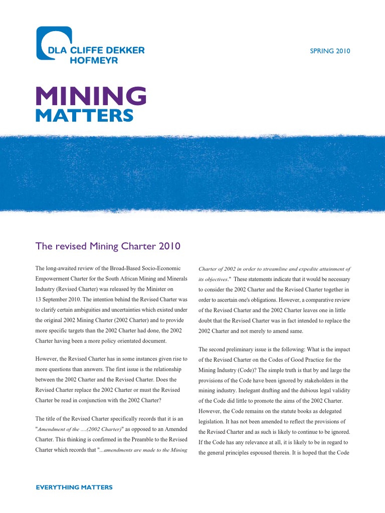 Revised Mining Charter 2010 Analysis | PDF | Mining | Sustainability