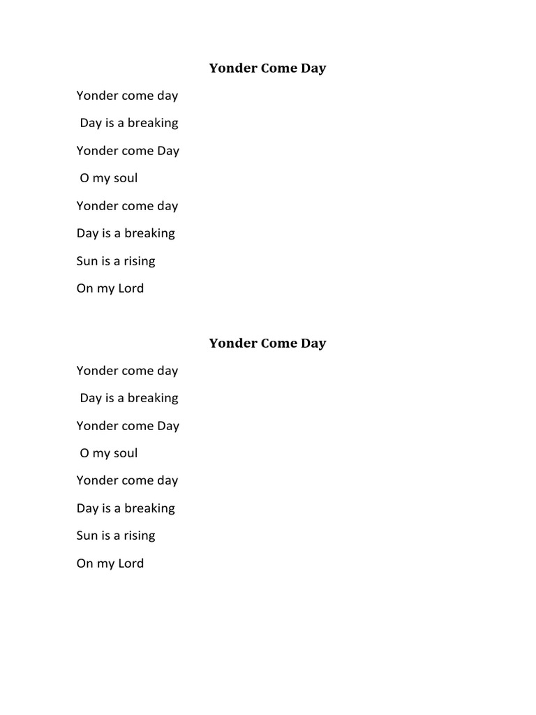 Yonder Come Day